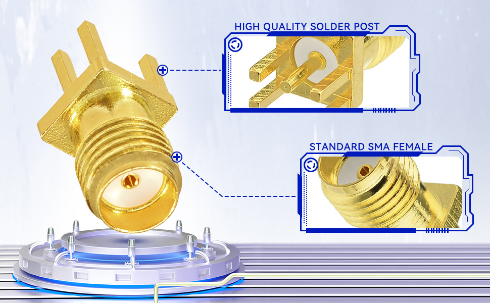 Superbat Sma Connectors Rf Coaxial Sma Female Jack Pcb Edge Mount Connector Solder Adapter