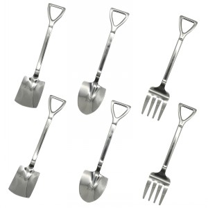 Amazon.com | Pinenjoy 12Pcs Shovel Spoons and Fork Set 18/10(304) Stainless Steel Spade Shape ...