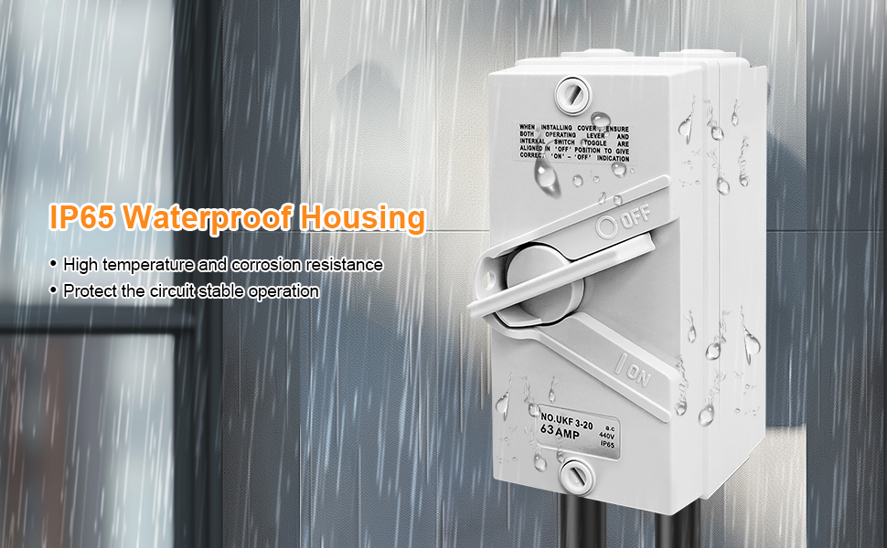 3 Pole Enclosed Motor Disconnect Switch 63A 440V, 3 Phase Electrical Disconnect Switch, IP65 ...