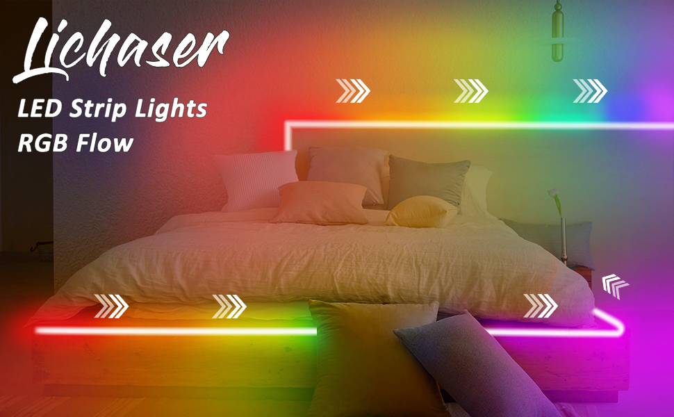 Amazon.com: Lichaser RGB Flow LED Strip Lights 50ft Indoor, Bluetooth APP and RF Remote Control ...