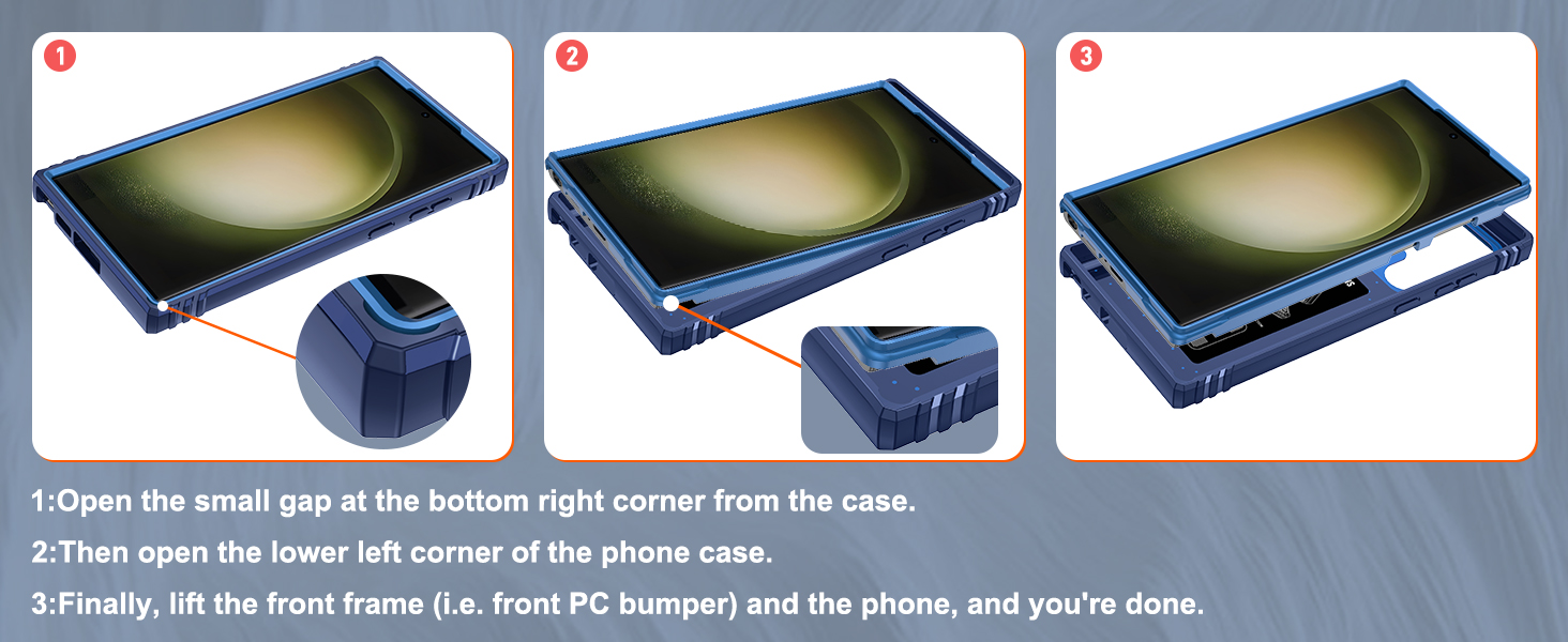 Pilaru 3 in 1 for Samsung S23 Ultra Case | With Front Frame | [Separate] 2 Screen Protectors ...