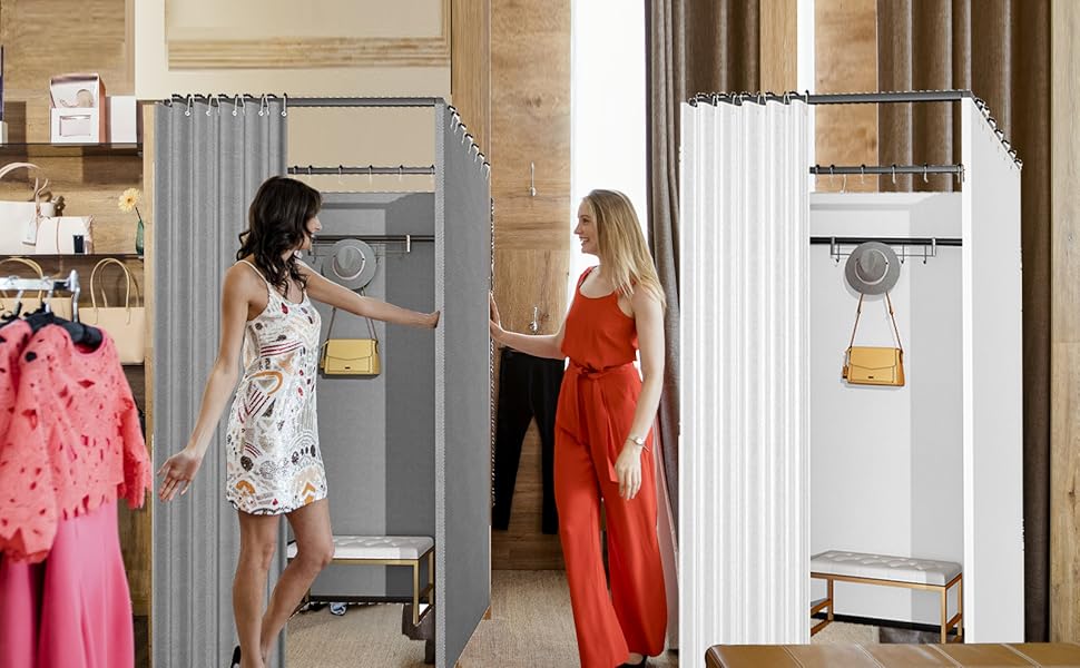 Cabine D'essayage Mobile, Temporaire Vestiaire Portable avec Rideau, Écran De Confidentialité ...