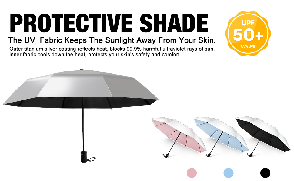 Amazon.com: HEXSOLID UPF 50+ Sun Umbrella UV Protection Travel Compact Umbrella for Sun ...
