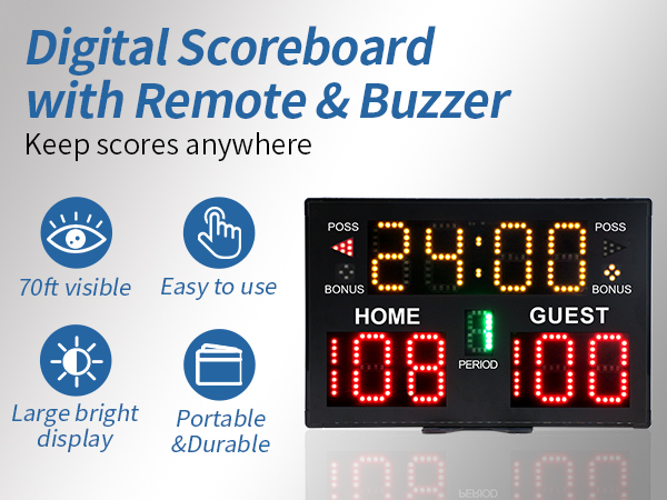 Mua Electronic Basketball Scoreboard with Buzzer, Digital Scoreboard ...