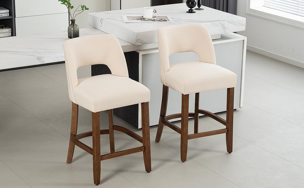 Amazon.com: VKNOW Bar Stools Set of 4,Upholstered Counter Height Bar Stools,Modern Counter ...