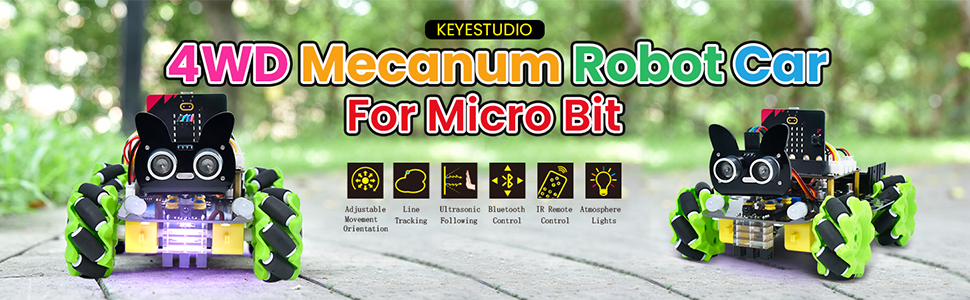 KEYESTUDIO BBC Micro:bit 4WD Mecanum Robot Car Kit Grafische Makecode-Programmierung Mit BBC ...
