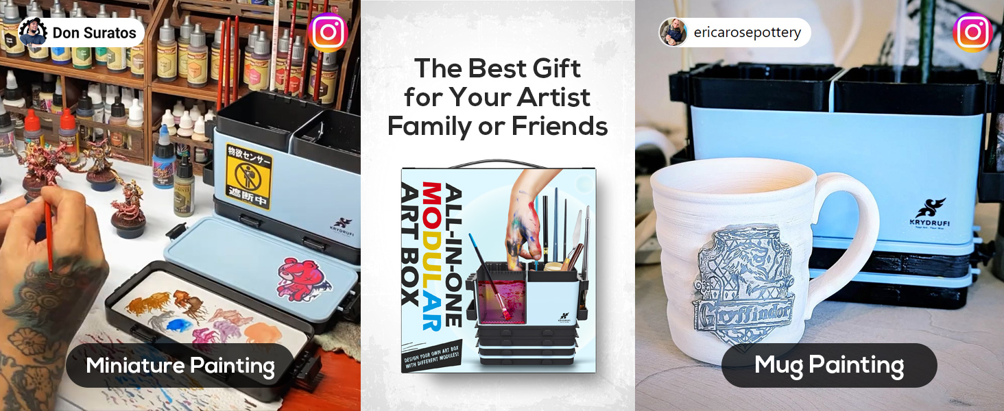 Amazon.com: KRYDRUFI Portable All-in-One Modular Painting Station with Paint Brush Cleaner and ...