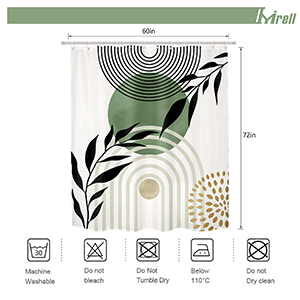 Amazon.com: Imirell Green Mid Century Shower Curtain 60Wx72H Inches Abstract Boho Leaves Sage ...