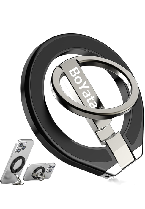 Amazon | BoYata スマホリング 両面マグネット マグセーフ リング 携帯リング スマホ ホルダー2軸式 マグネット強化リング スマホスタンド バンカーリング 角度調整 ...