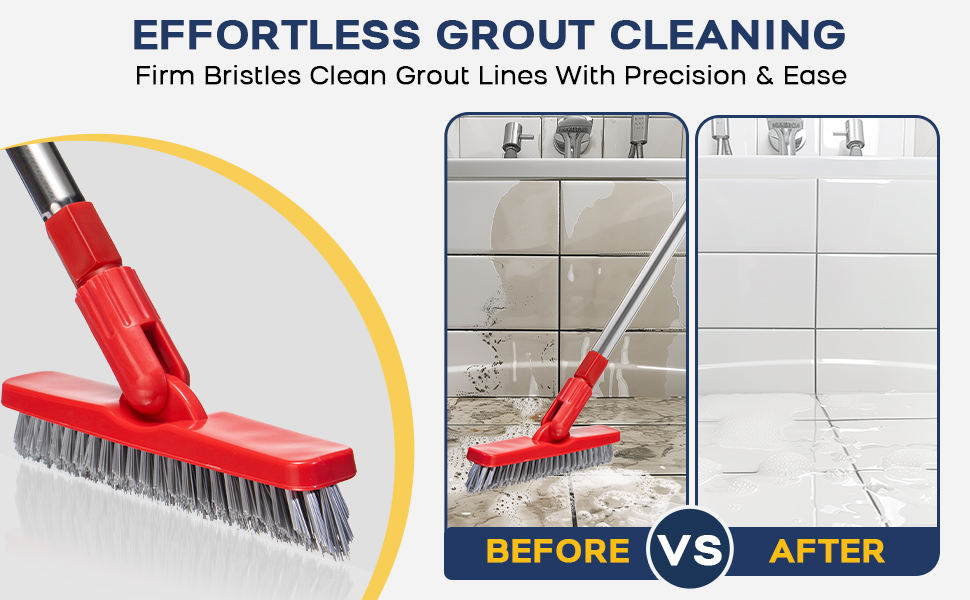 Amazon.com: Grout Brush with Long Handle & Hard Bristle Crevice ...