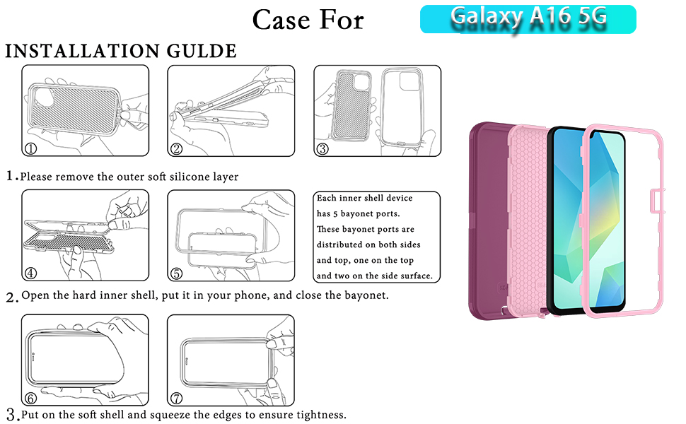 Amazon.com: Qinmay Phone Case for Samsung Galaxy A16 5G Case with HD Screen Protector, Heavy ...