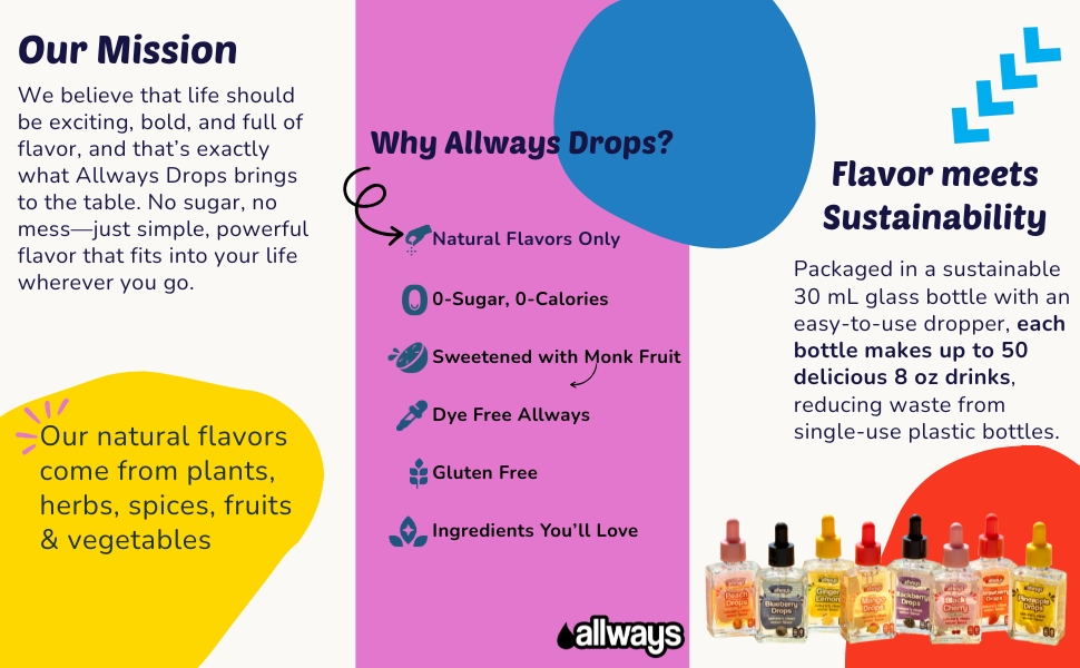 Amazon.com: Allways Drops Natural Mango Water Enhancer | Sugar-Free, Zero Calories, Monk Fruit ...
