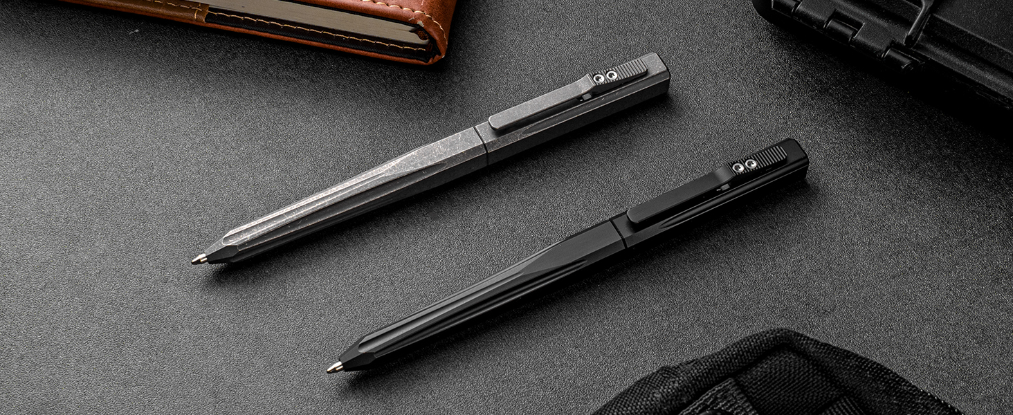 Amazon.com : TIMULTI Titanium Ballpoint Pen, Slide Retractable Tactical Pen, EDC Heavy Duty G2 ...