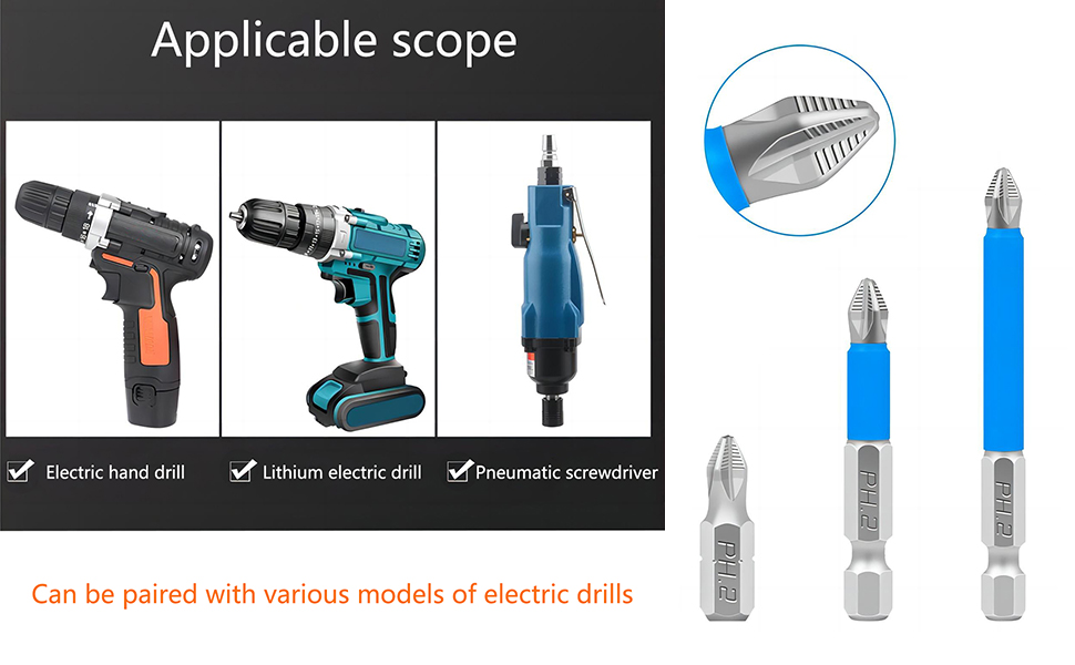 Qrity Magnetic Phillips Screwdriver Bit Set 1/4 Inch Hex Shank Phillips Head Drive Bit Cross ...