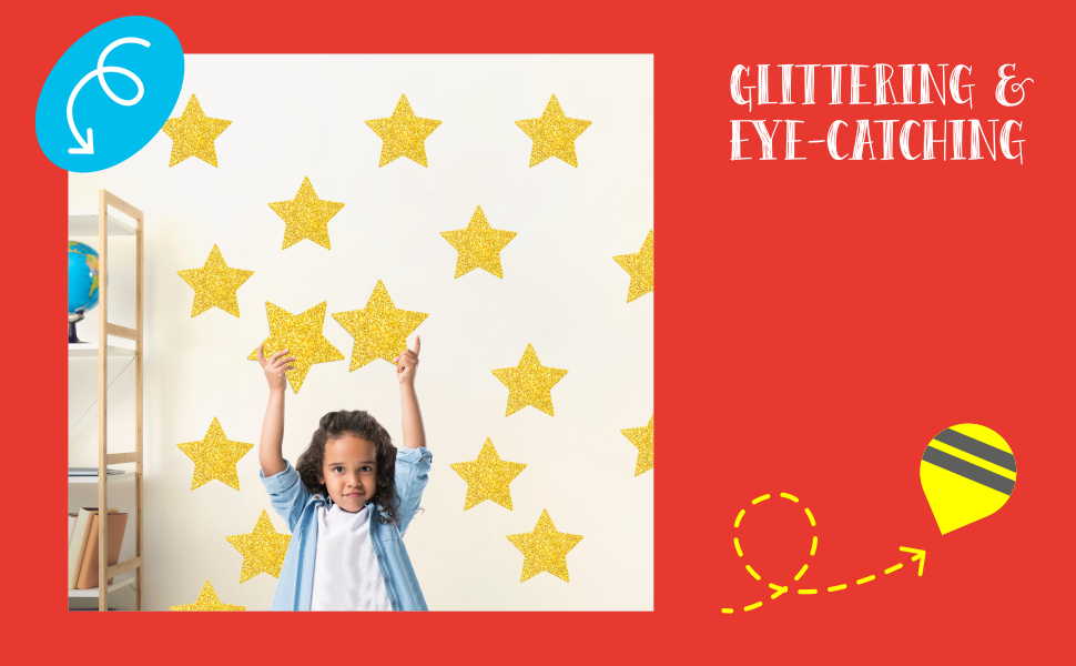 80 PCS Glittering Five Star Cutouts, Double Sided Golden Metallic Foil ...