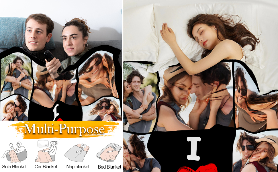 Personalised Photo Blanket for Adult, Customised Blanket with Picture Text, Custom Blanekt ...