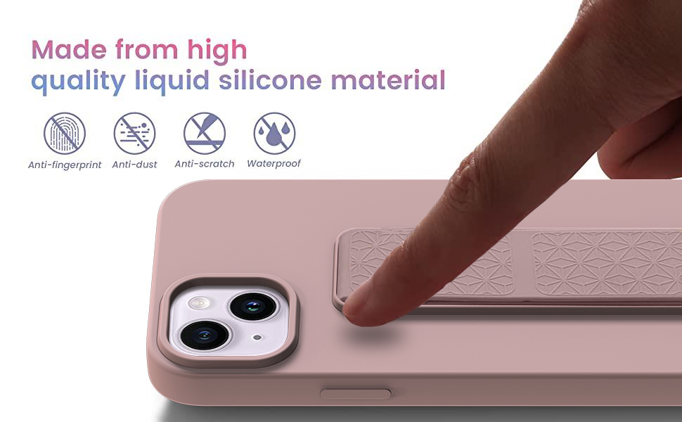 Amazon.com: LAUDTEC Silicone iPhone 14 (6.1")case with Stand/Kickstand,Vertical and Horizontal ...