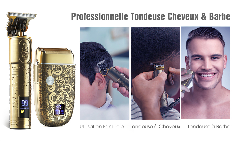 Bestauty Tondeuse Barbe Homme et Tondeuse Cheveux Professionnel Électriques Hommes Rasoir Tête ...