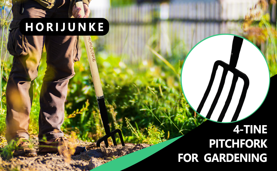 Amazon.com : HORIJUNKE Garden Fork,4-Tine Pitchfork,Spading Digging Fork,Forged Steel Y-Grip ...