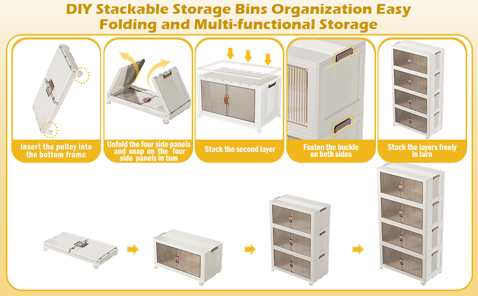 Amazon.com - YFXCVSL 102Qt Folding Storage Bins with Lids, Closet ...