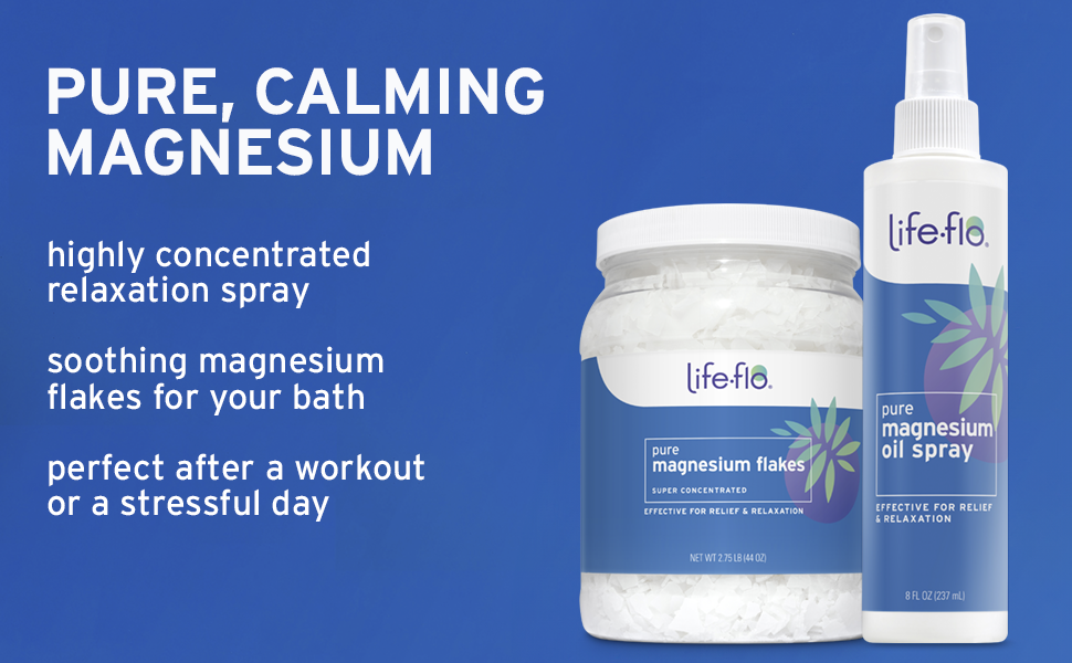 Amazon.com: Life-flo Pure Magnesium Oil Spray 8oz and Magnesium Flakes for Bath 44oz - Magnesium ...