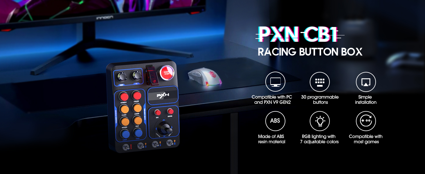 Amazon.com: PXN CB1 Racing Button Box - Compatible V9 GEN2 & PC, 30 Programmable Buttons ...
