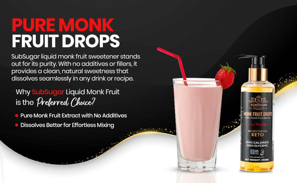 Amazon.com: SubSugar 100% Monk Fruit Drops Pure Liquid Monk Fruit Sweetener, No Erythritol Sugar ...