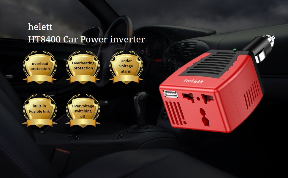 Helett 75W Car Laptop Charger/Power Inverter Technology - DC 12V to 220V/110V AC Quad USB with ...