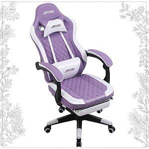 Amazon.co.jp: JKOOK ゲーミングチェア オットマン付き 多機能 連動ひじ掛け ゲーム用 デスクチェア 男女兼用 学習椅子 PUレザー JK08 (パープル) : ホーム＆キッチン