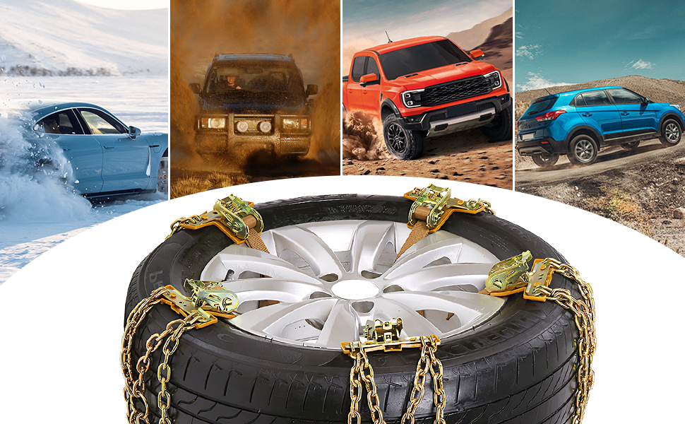 Amazon.com: Snow Chains, 6 Packs Emergency Anti Slip Tire Chains, Adjustable Universal ...