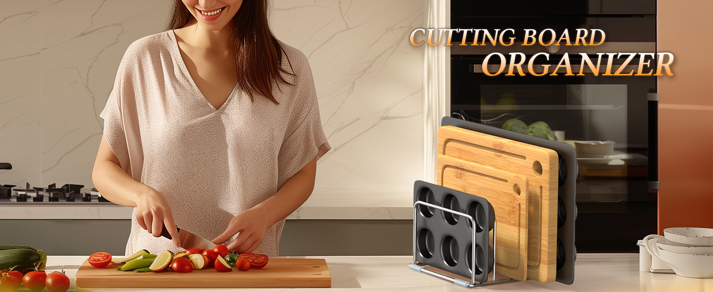Amazon.com: 2-Pack Cutting Board Organizer, Cutting Board Holder Stand ...