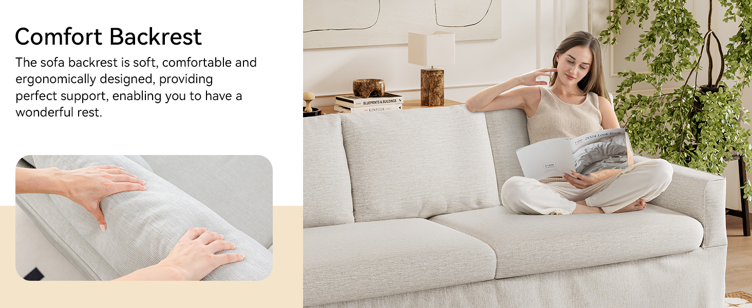 Amazon.com: AMICLIBER 93 Inch Sofa Couch,Chenille 3-Seater Deep Seat Sofa Couch,Upholstered ...