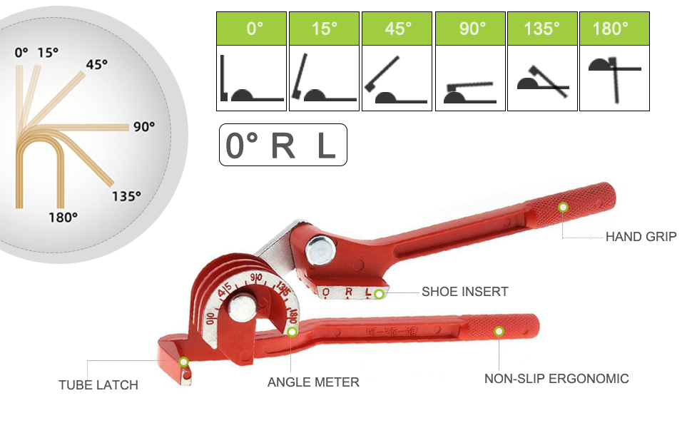 Tube Bender, Manual 3 In 1 180 Degree Tubing Pipe Bender Tool for 1/4in 5/16in 3/8in Copper ...