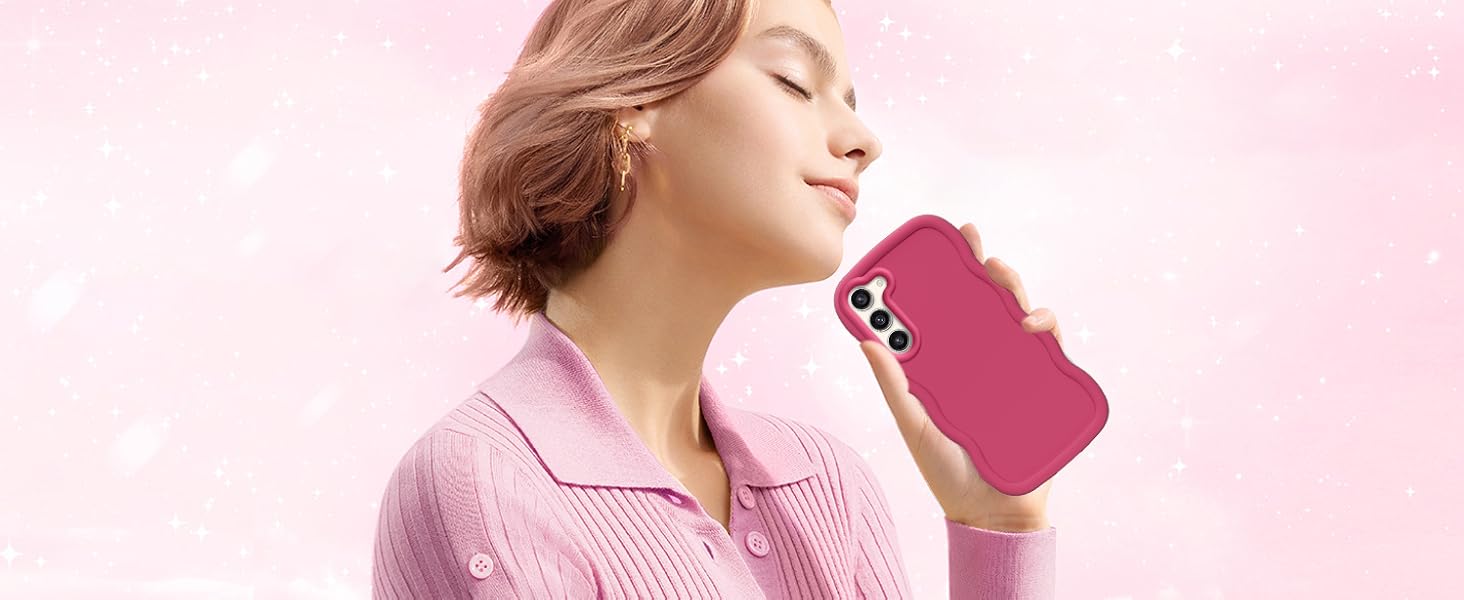 XINYEXIN Liquid Silicone Case for Motorola Moto E14 / Moto G24 / Moto G04, Wave Frame Curly ...