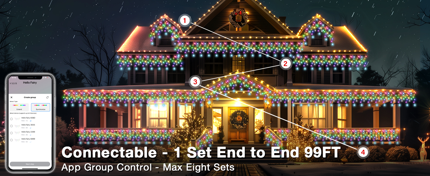 Smart Icicle Christmas Lights Colour Changing, 20M Dynamic DIY LED ...