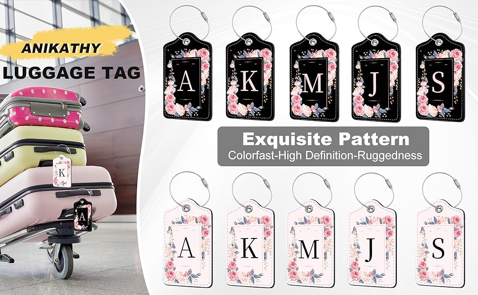 Amazon.com | 2 Pcs PU Leather Luggage Tag for Suitcases with Privacy Shield and Name ID Tag ...