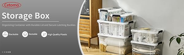 Amazon.com - Cetomo 16Qt*4 Plastic Storage Bins, Storage Box, 4 Pack ...