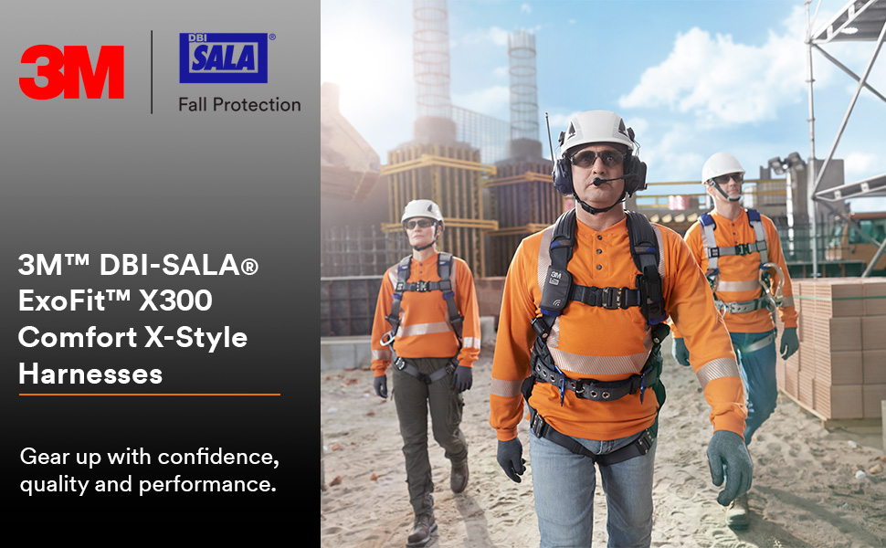 3M DBI-SALA ExoFit X300 X-Style Climbing/Positioning Safety Harness, Back Padding, Quick Connect ...