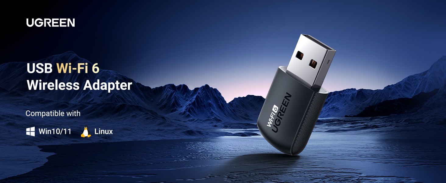 UGREEN Wifi Dongle, AX900 USB WiFi 6 Adapter Wireless Dual Band 5GHz/2.4GHz Network for Desktop ...