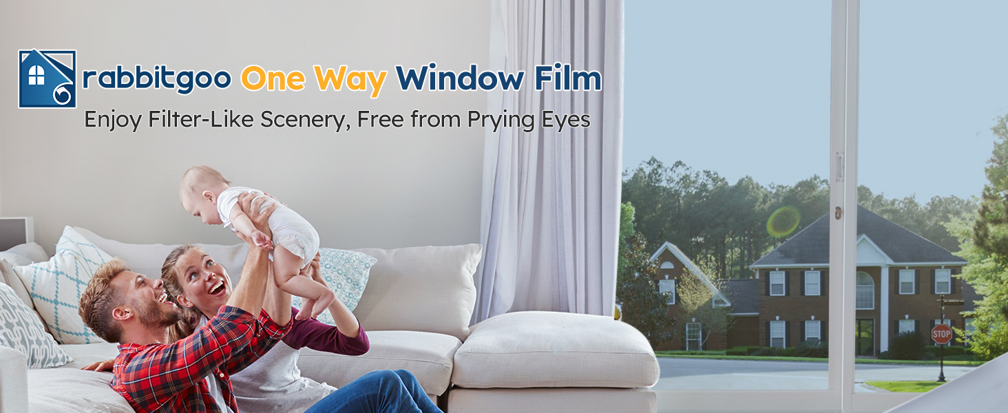 Amazon.com: rabbitgoo Window Tint for Home One Way Privacy Window Film See Out Not in Heat UV ...