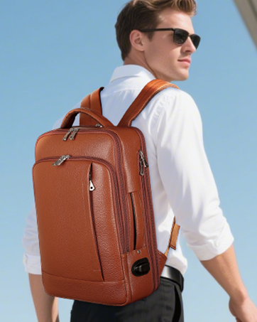 TIDING Genuine Leather Backpack for Men Women Expandable 15.6 Inch Laptop Bag Business Office ...