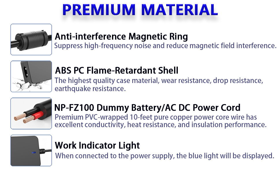 UORLEN NP-FZ100 Dummy Battery Continuous Power Adapter Kit for Sony Alpha A7III A7IV A7SIII ...