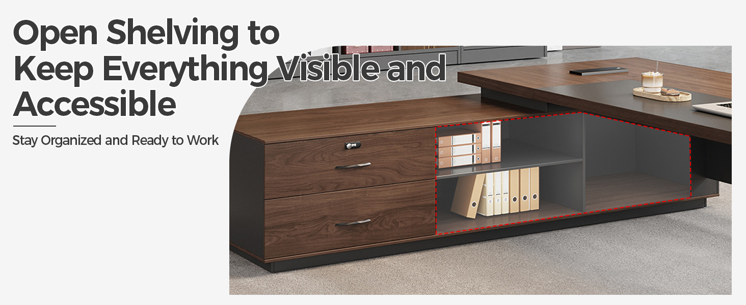 Amazon.com: L-Shaped Executive Desk with Reversible Cabinets – 79 ...