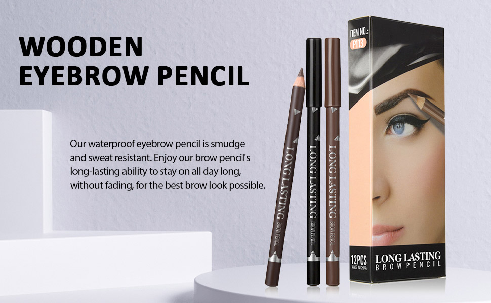 Amazon.com : 12Pcs brow pencil, wooden hard-core eyebrow pencils, eyebrow pencil Black, eyebrow ...