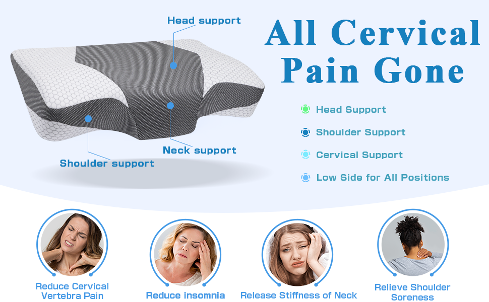 Amazon.com: IKSTAR Cervical Neck Pillow for Neck Pain, Memory Foam Neck Pillow for Sleeping, 2 ...