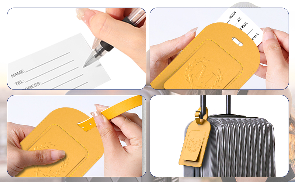 Amazon.com | FESAS 3 Pack A-Z Alphabet Luggage Tags - Faux Leather Suitcase Tags with Privacy ...