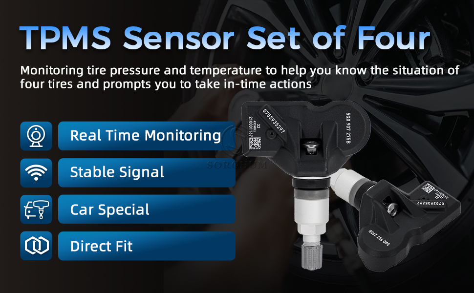 Amazon.com: Sorghum Tire Pressure Monitoring System - Pre-Programmed TPMS Sensors 4 Packs 433MHz ...