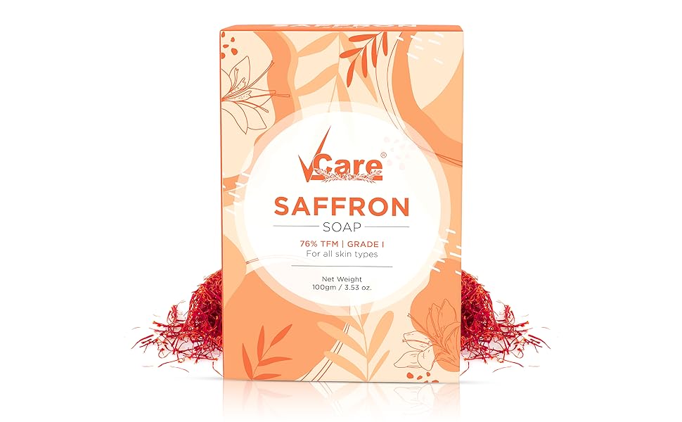 Buy VCare Saffron Soap for Men and Women|76% TFM Grade 1 | Real Saffron Soap For Clear Skin ...