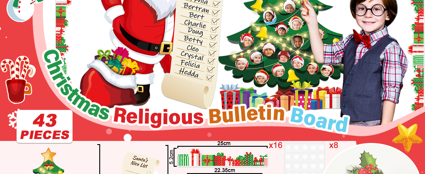 Amazon.com : Christmas Tree Bulletin Board Set - Santa Borders, Merry ...