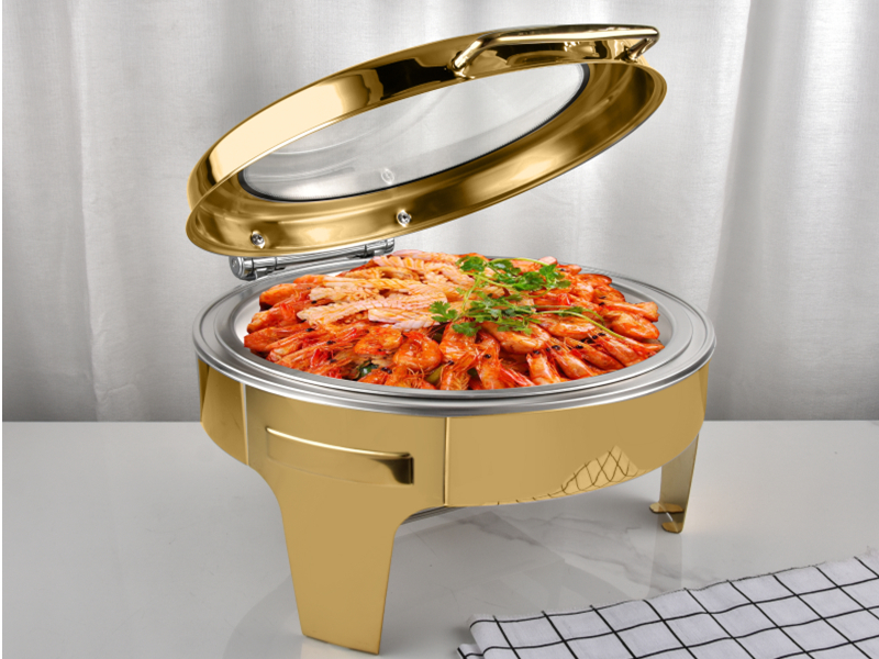 Amazon.com: HONHPD 1 Pcs 6.8QT Round Chafing Dish Buffet Set,Gold Stainless Steel Buffet Servers ...